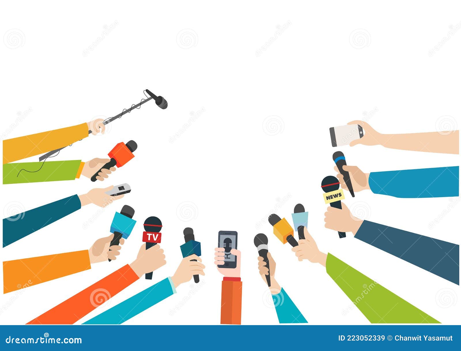 Reporter`s Hand with Microphone . a Reporter with a Microphone Will ...