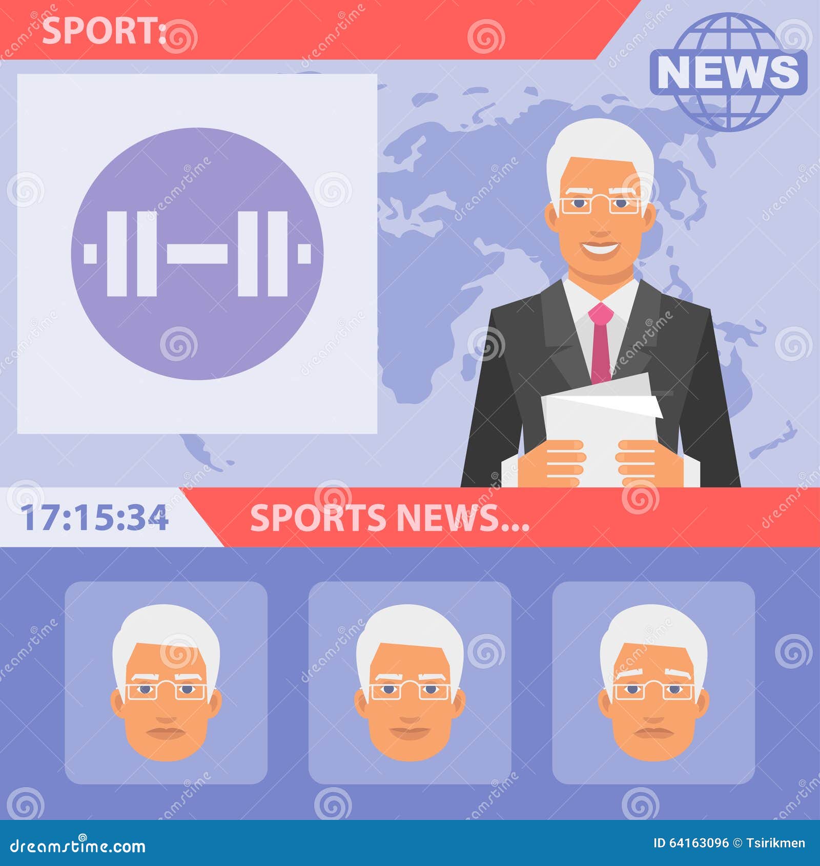 Reporter and sports news stock vector. Illustration of gray - 64163096