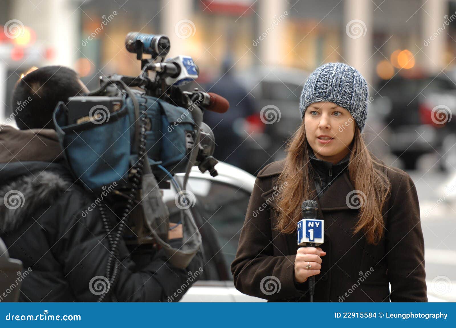Reportero NY1 imagen de archivo editorial. Imagen de vivo - 22915584