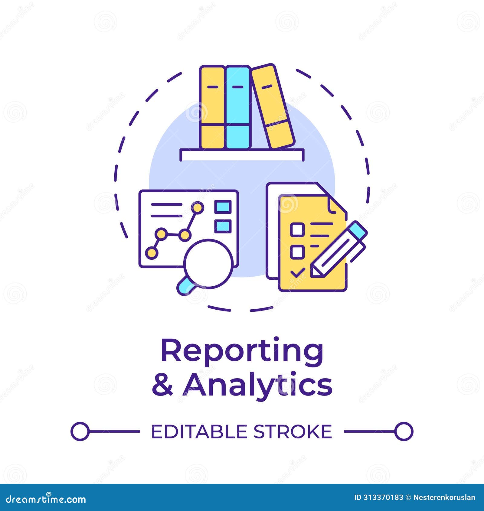 Reporting and Analytics Multi Color Concept Icon Stock Vector ...