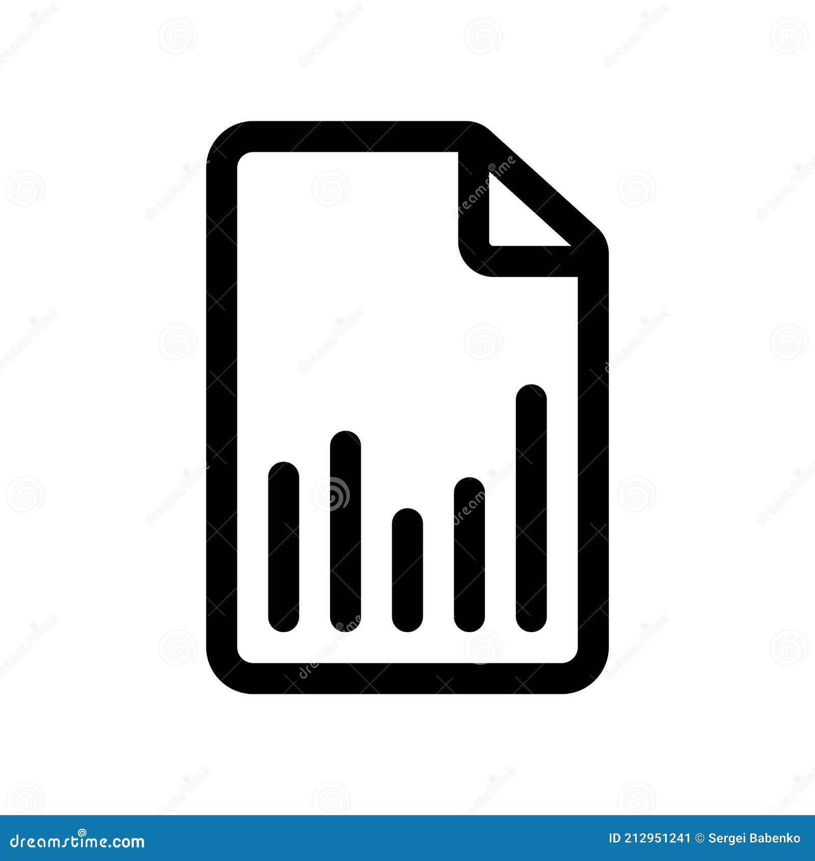 Reporting Document with Graphs Outline Icon Isolated on White ...