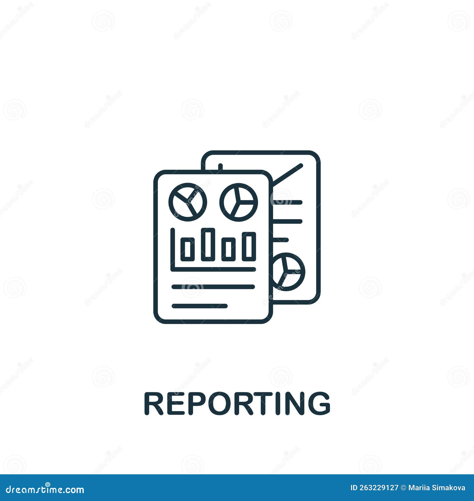 Reporting Icon, Linear Isolated Illustration, Thin Line Vector, Web ... Reporting Icon, Linear Isolated Illustration, Thin Line Vector, Web ...