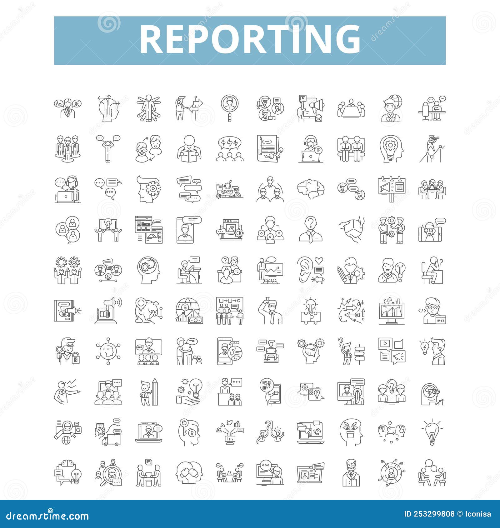 Reporting Icons, Line Symbols, Web Signs, Vector Set, Isolated ...