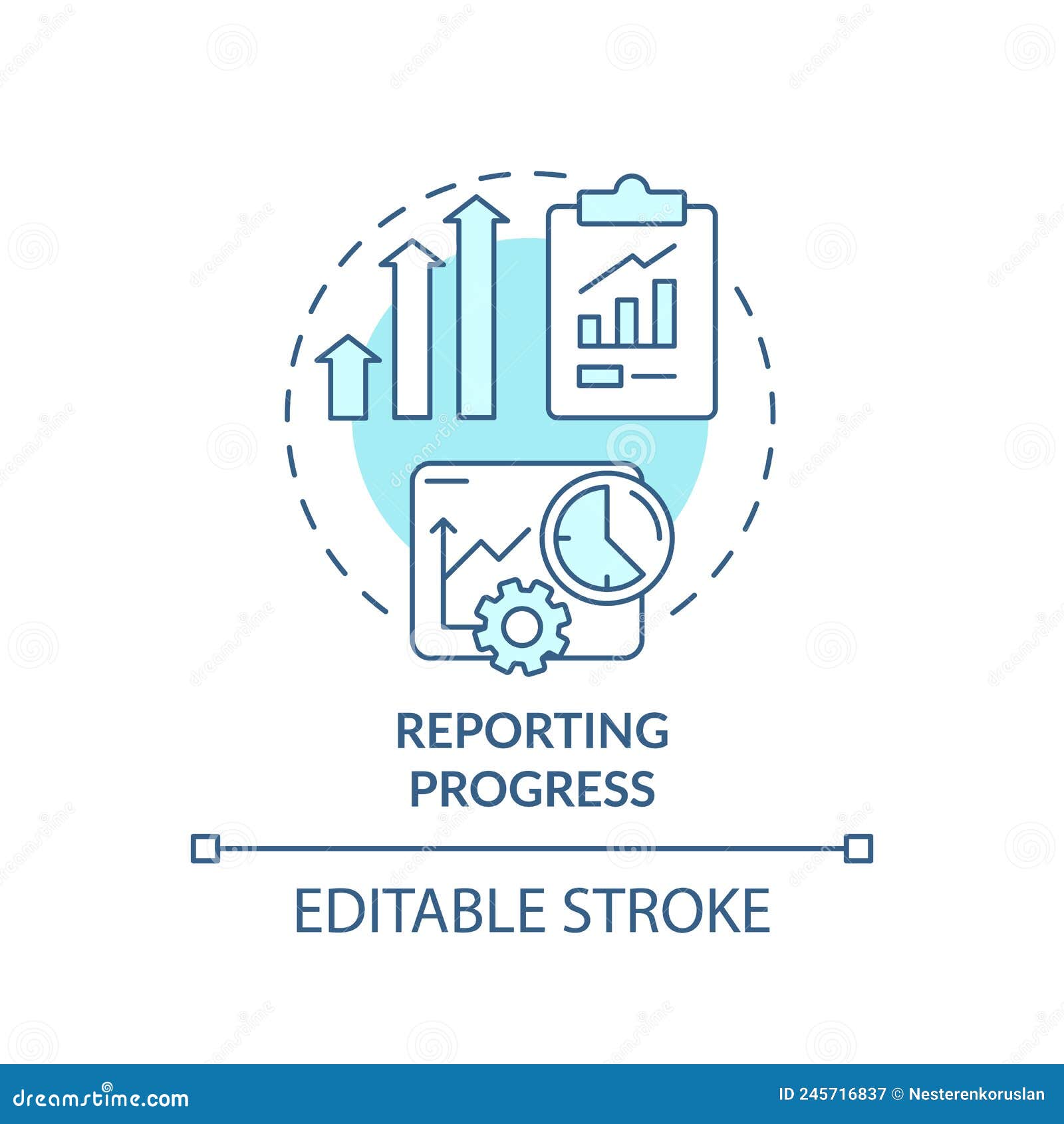 Reporting Progress Turquoise Concept Icon Stock Vector - Illustration ...