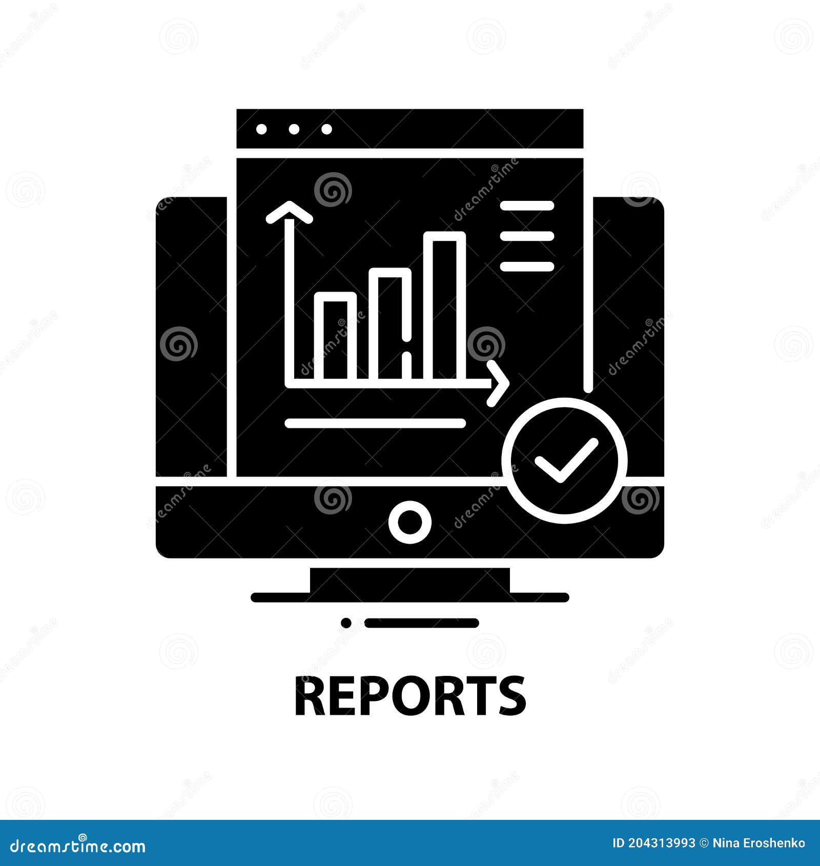 Reports Icon, Black Vector Sign with Editable Strokes, Concept ...