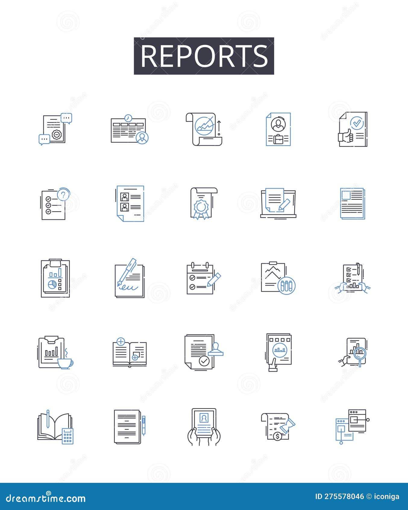 Reports Line Icons Collection Records Files Documents Accounts