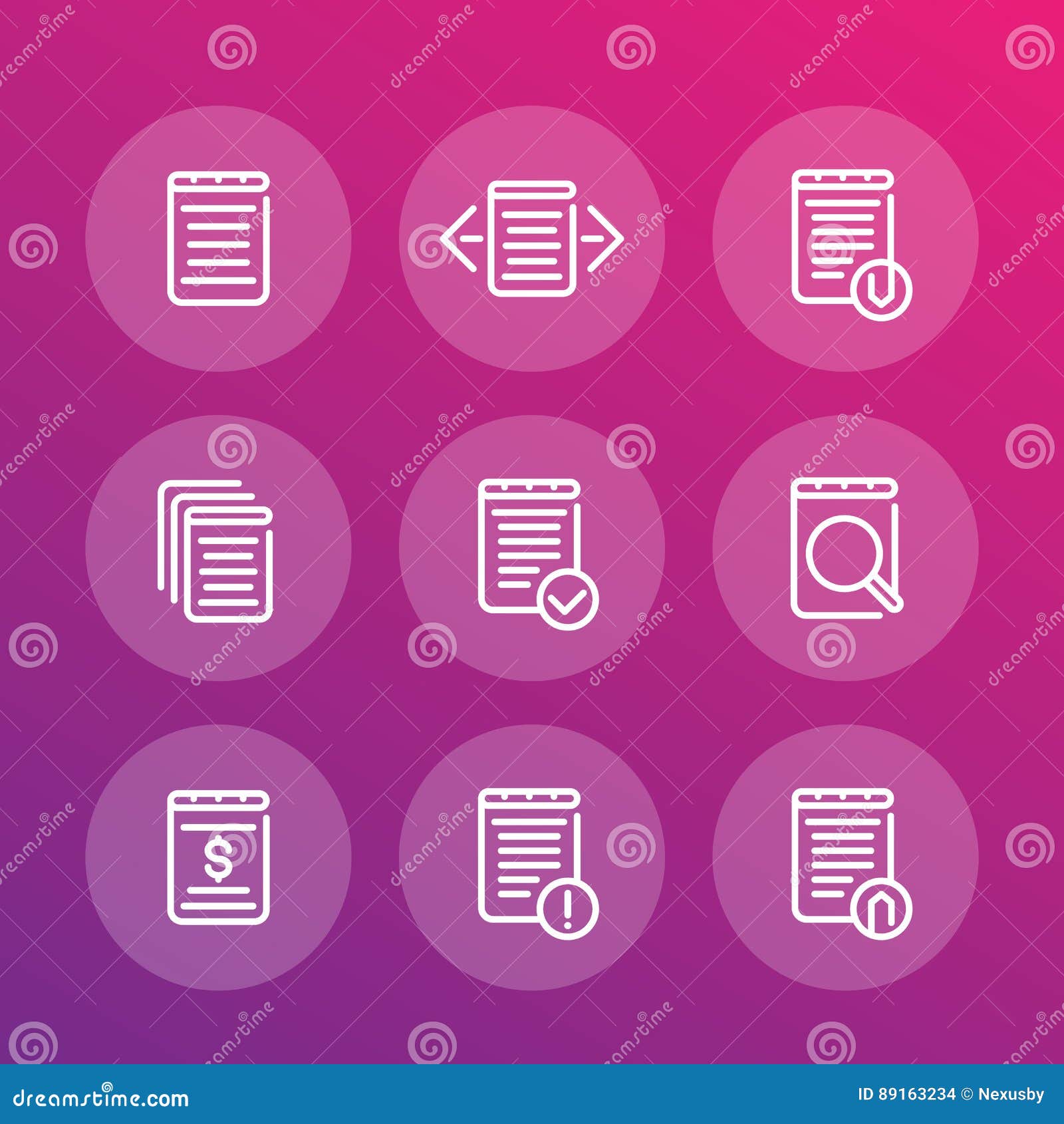 Reports, Records, Documents Line Icons Set Stock Vector - Illustration ...