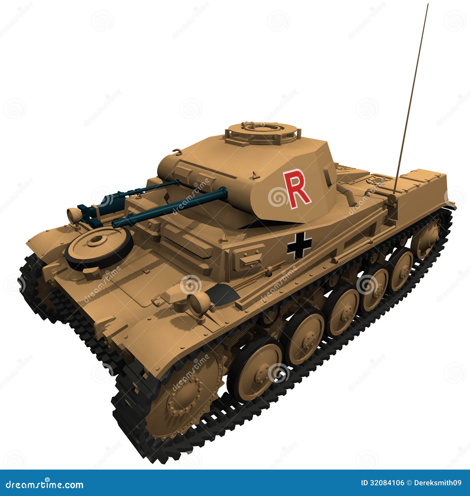 Representación 3d De Un Tanque Alemán De Panzer 2 Stock de ilustración ...