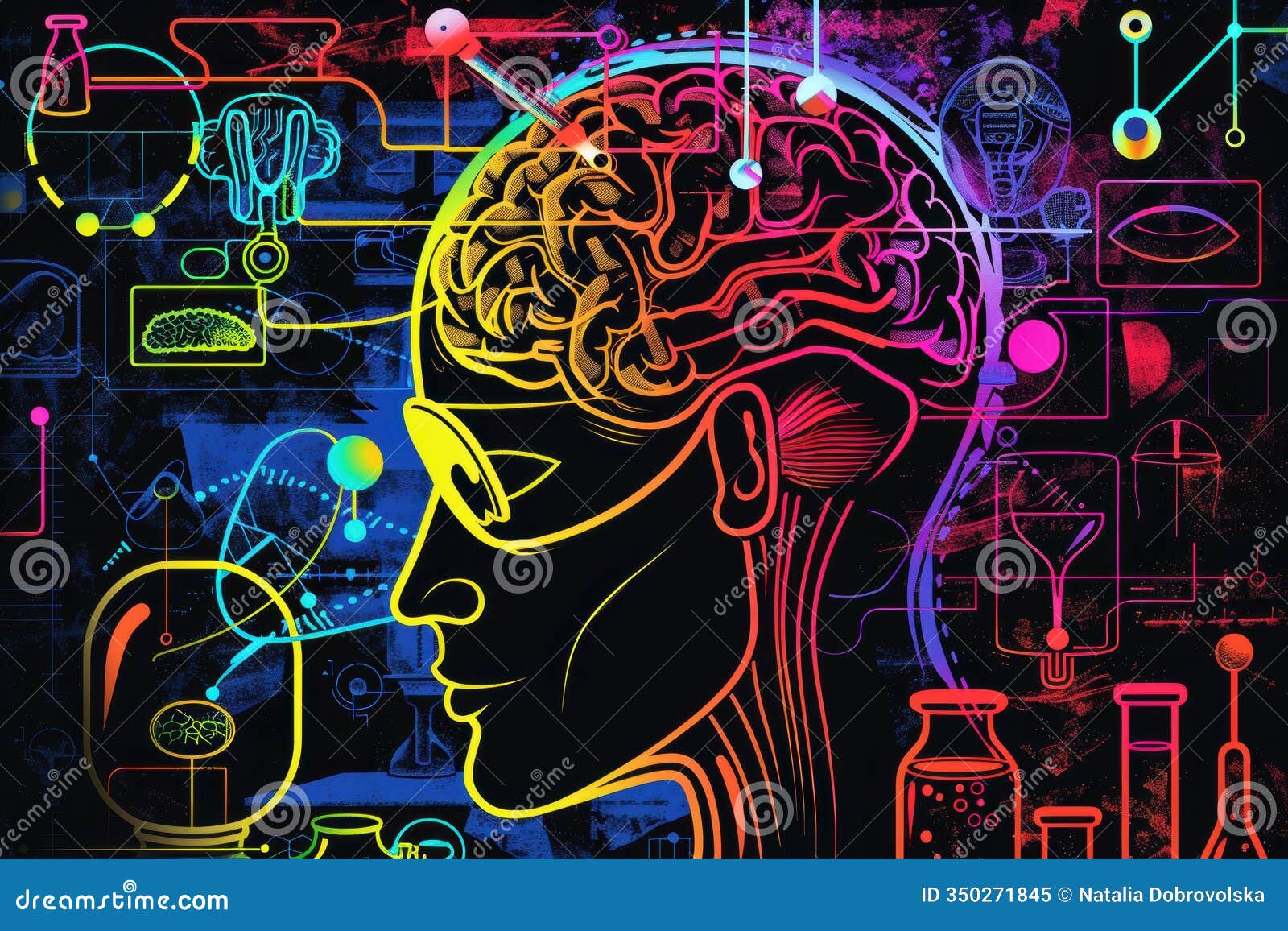 Representation of Brain Research Concept with Vibrant Neural Graphics ...