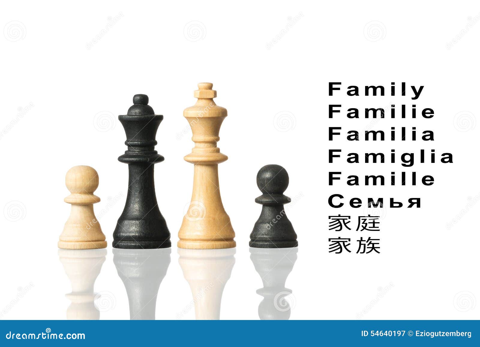 Representation of the Family with Chess Pieces and Word Stock Image ...