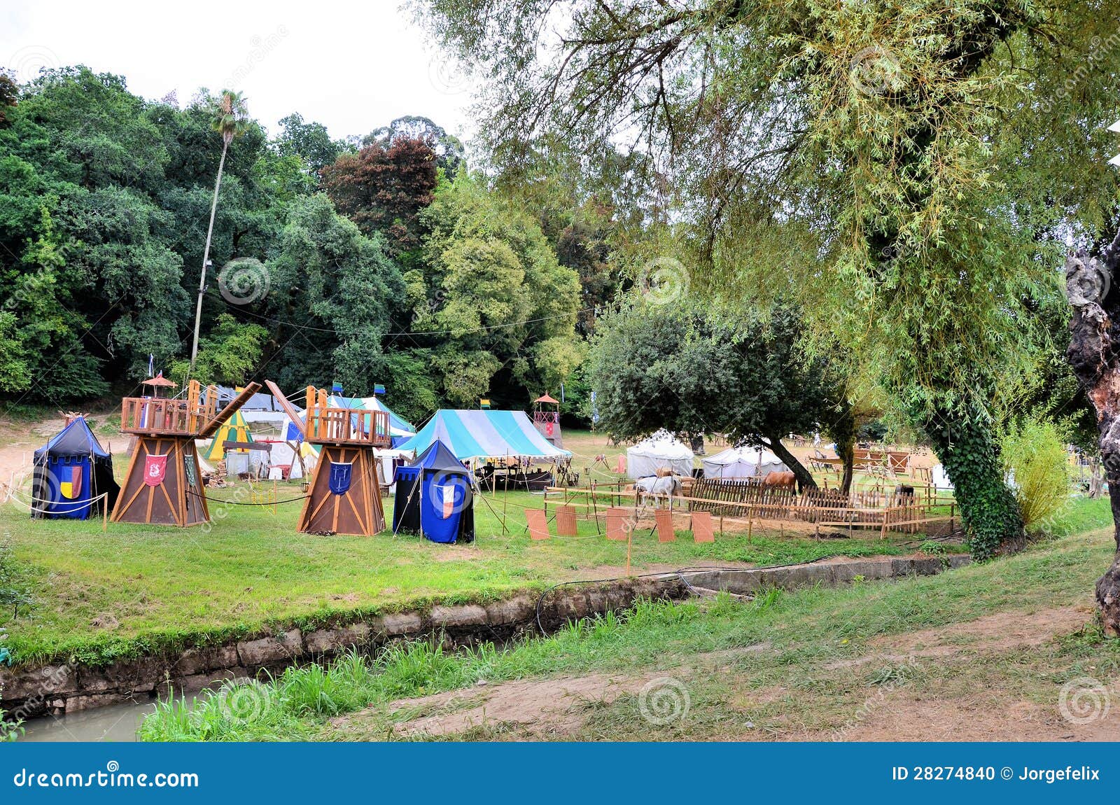 Representation of a Medieval Encampment Stock Photo - Image of wood ...