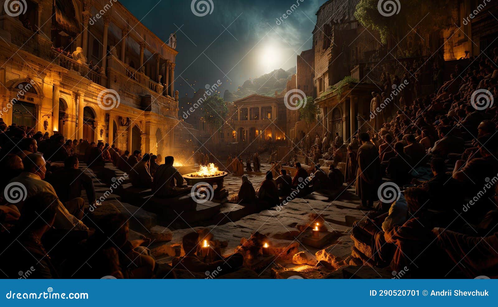 Representation of Night Session of the Senate in Ancient Rome Stock ...