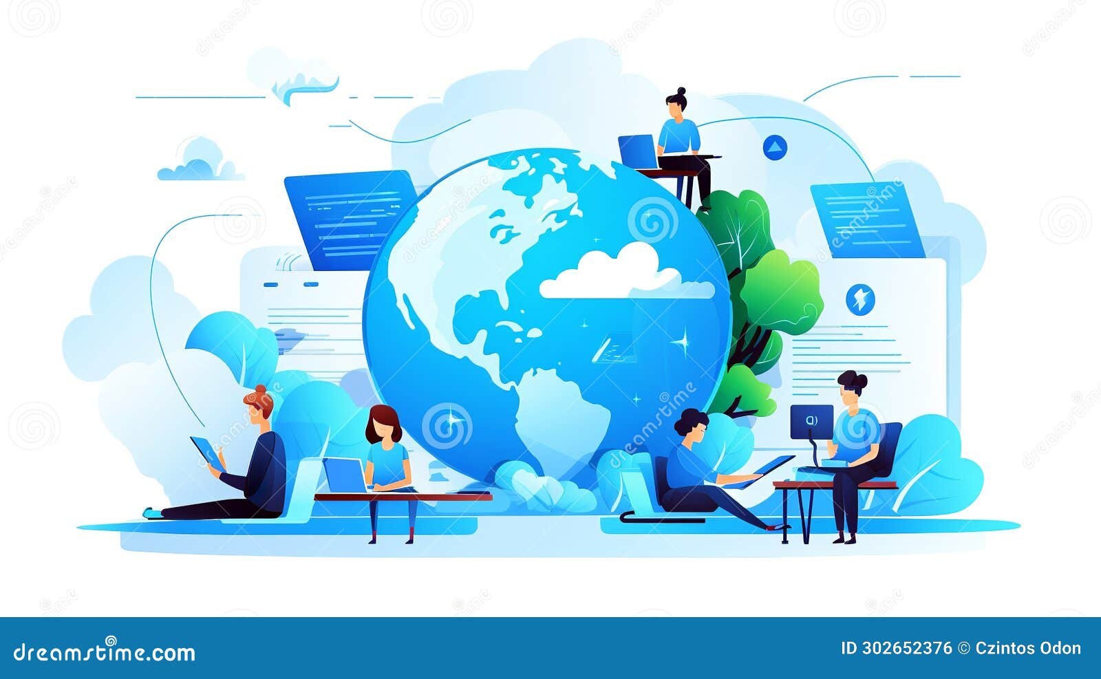 Representation of Online Work and Education Using a Globe. Stock ...