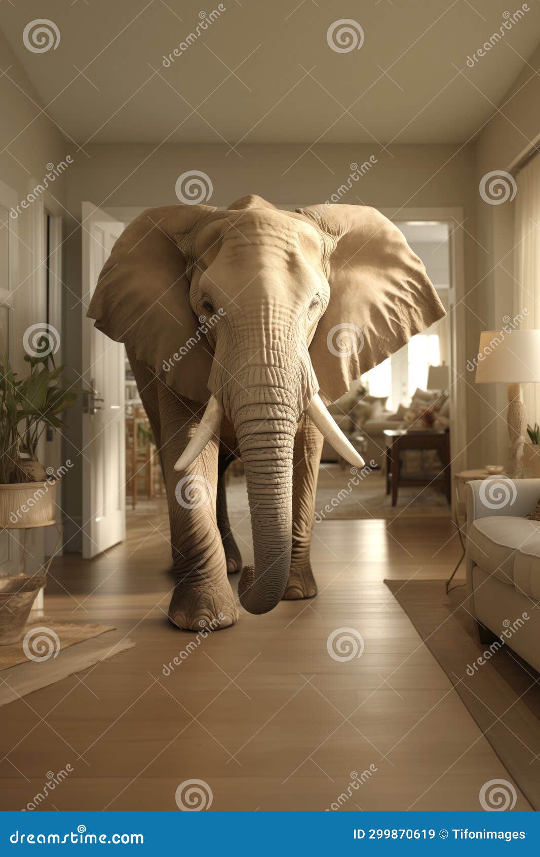 An Elephant in a room stock illustration. Illustration of ignore ...