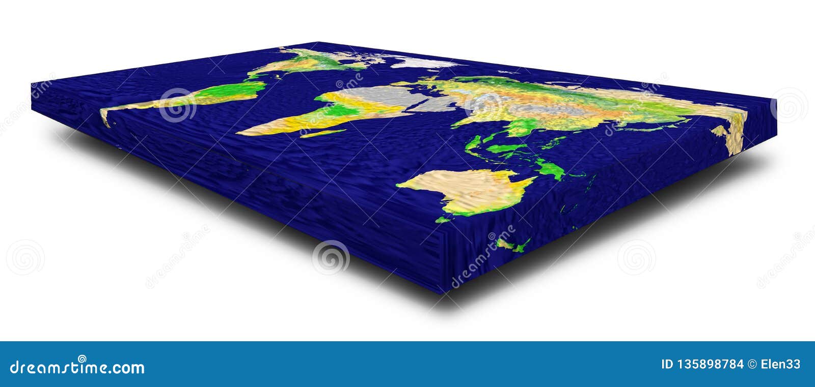 Representation Of A Rectangular Flat Earth Model On White Background ...
