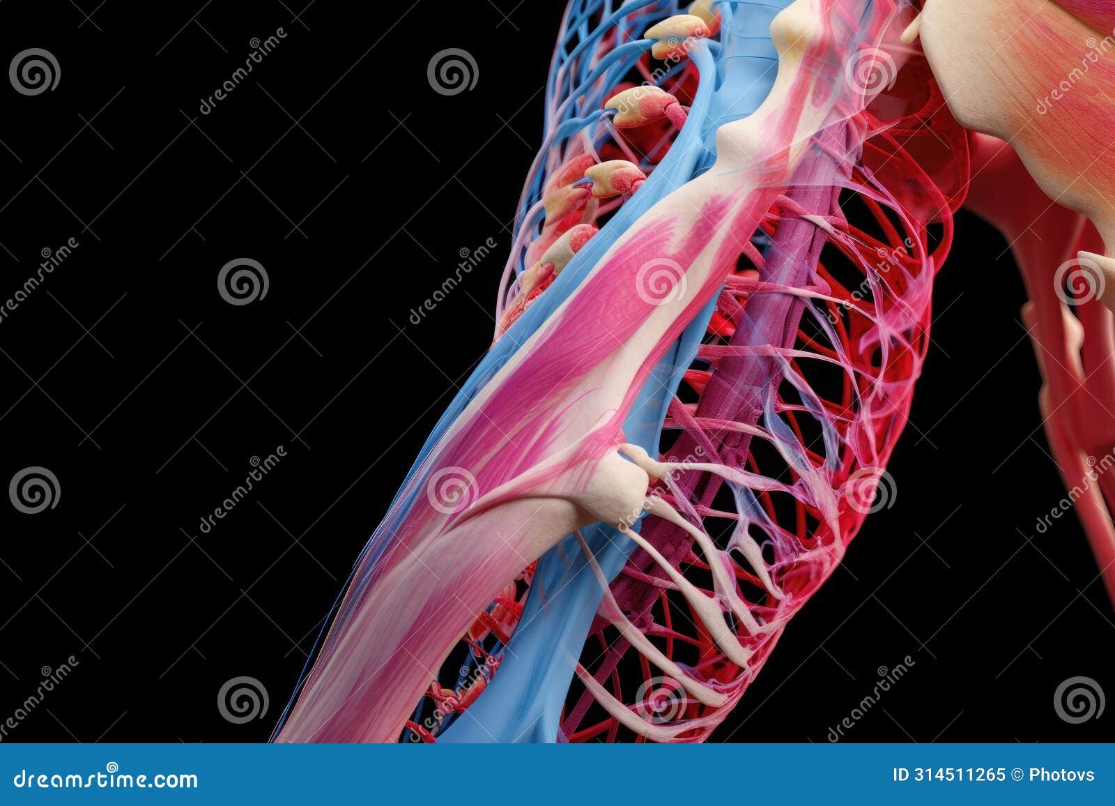 Muscles And Tendons Of The Human Arm And Hand, Vintage Engraved ...