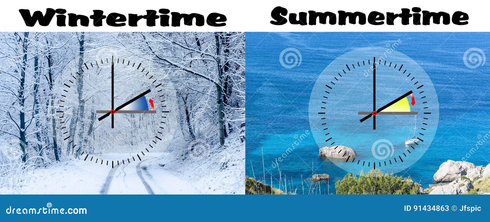 Representation of Winter Time Vs. Summer Time, Stock Image - Image of ...