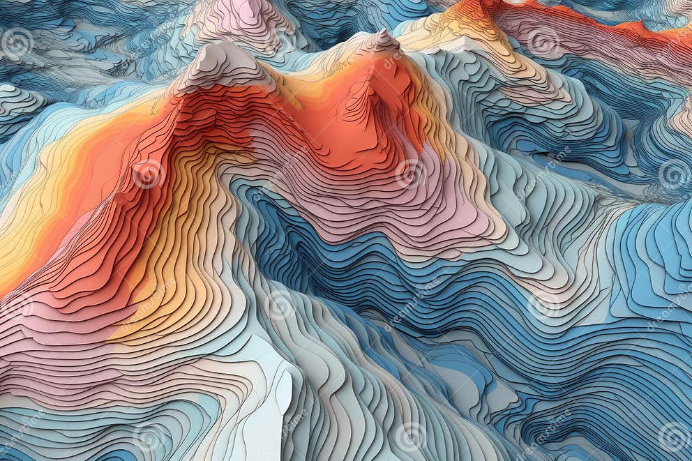 Representational Topographic Height Map. Generate Ai Stock Illustration ...