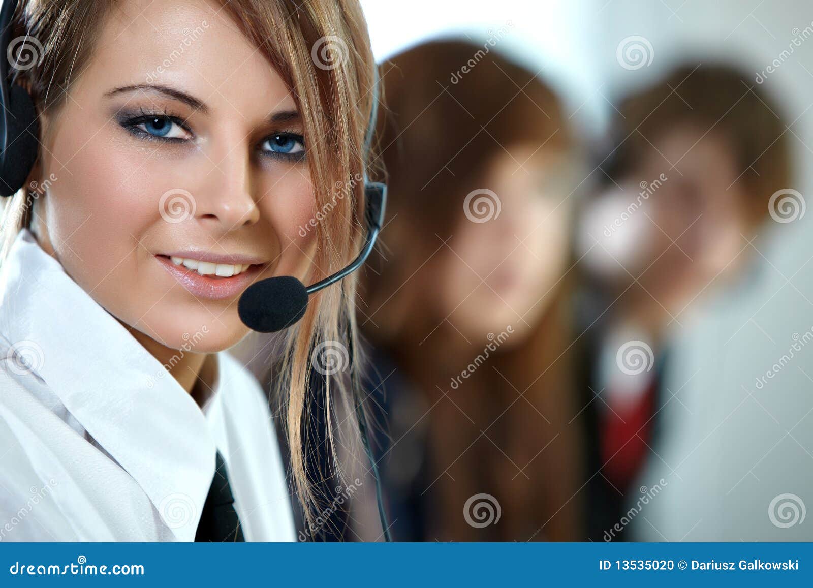 Representative Call Center Woman with Headset. Stock Photo - Image of ...