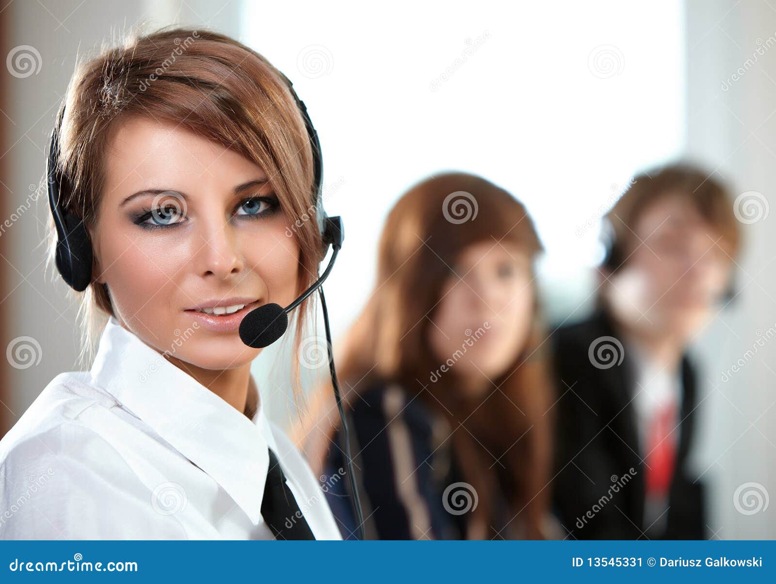 Representative Call Center Woman with Headset. Stock Image - Image of ...
