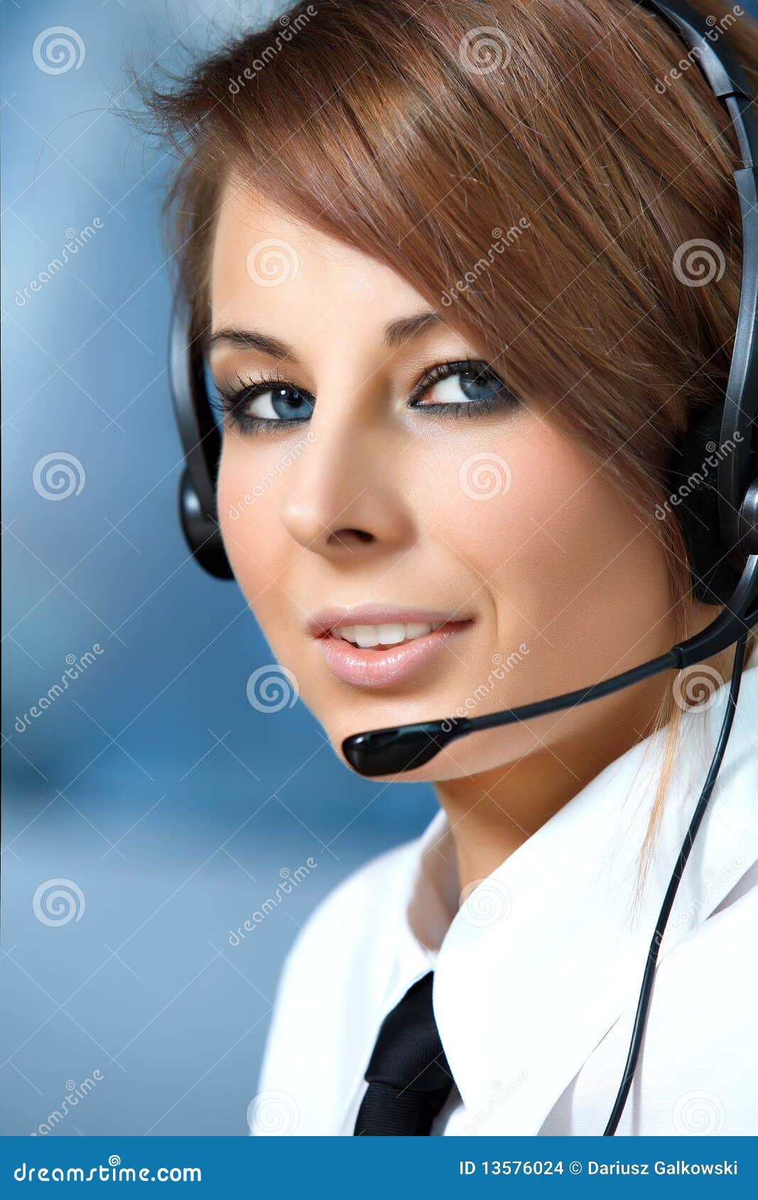 Representative Call Center Woman with Headset. Stock Photo - Image of ...