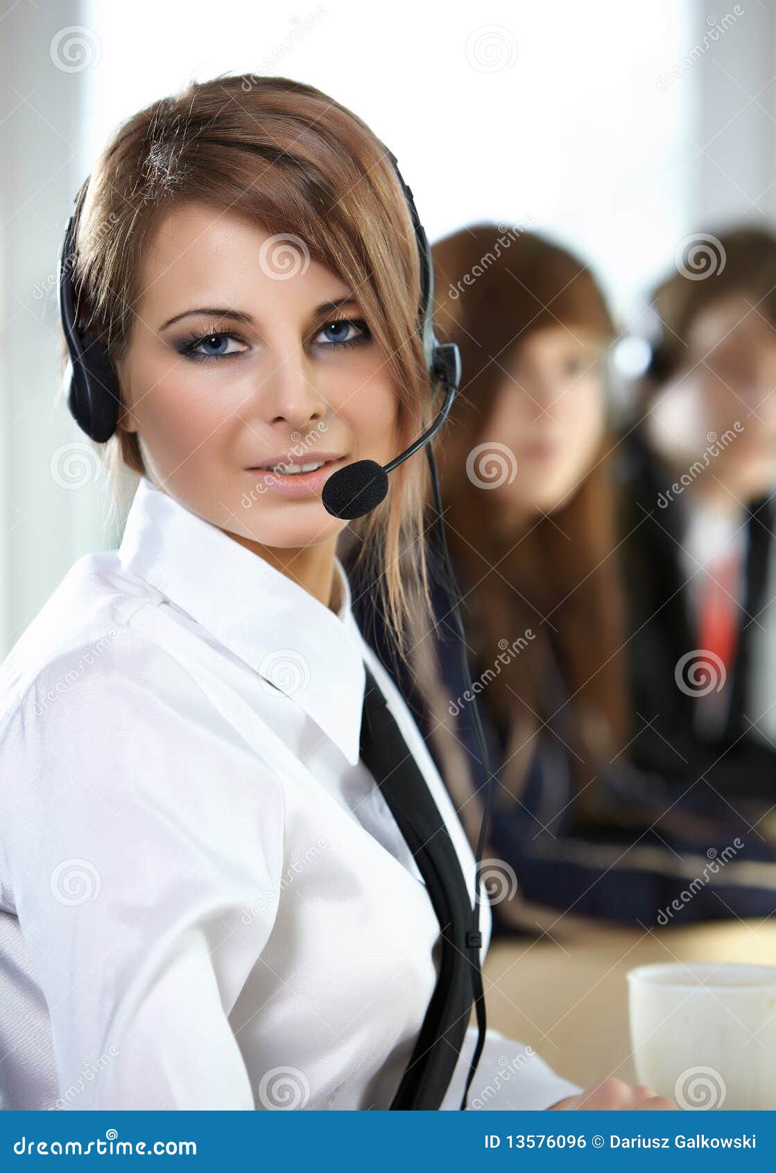 Representative Call Center Woman with Headset. Stock Photo - Image of ...