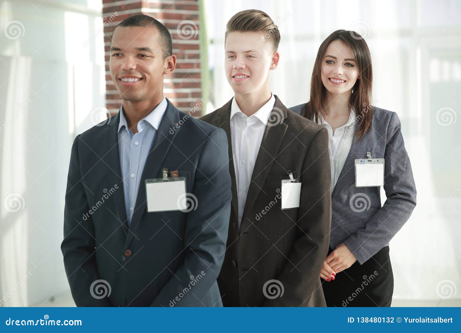 Representatives of Successful Business Team with Blank Badges. Stock ...