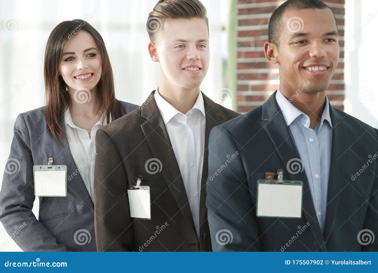 Representatives of Successful Business Team with Blank Badges. Stock ...