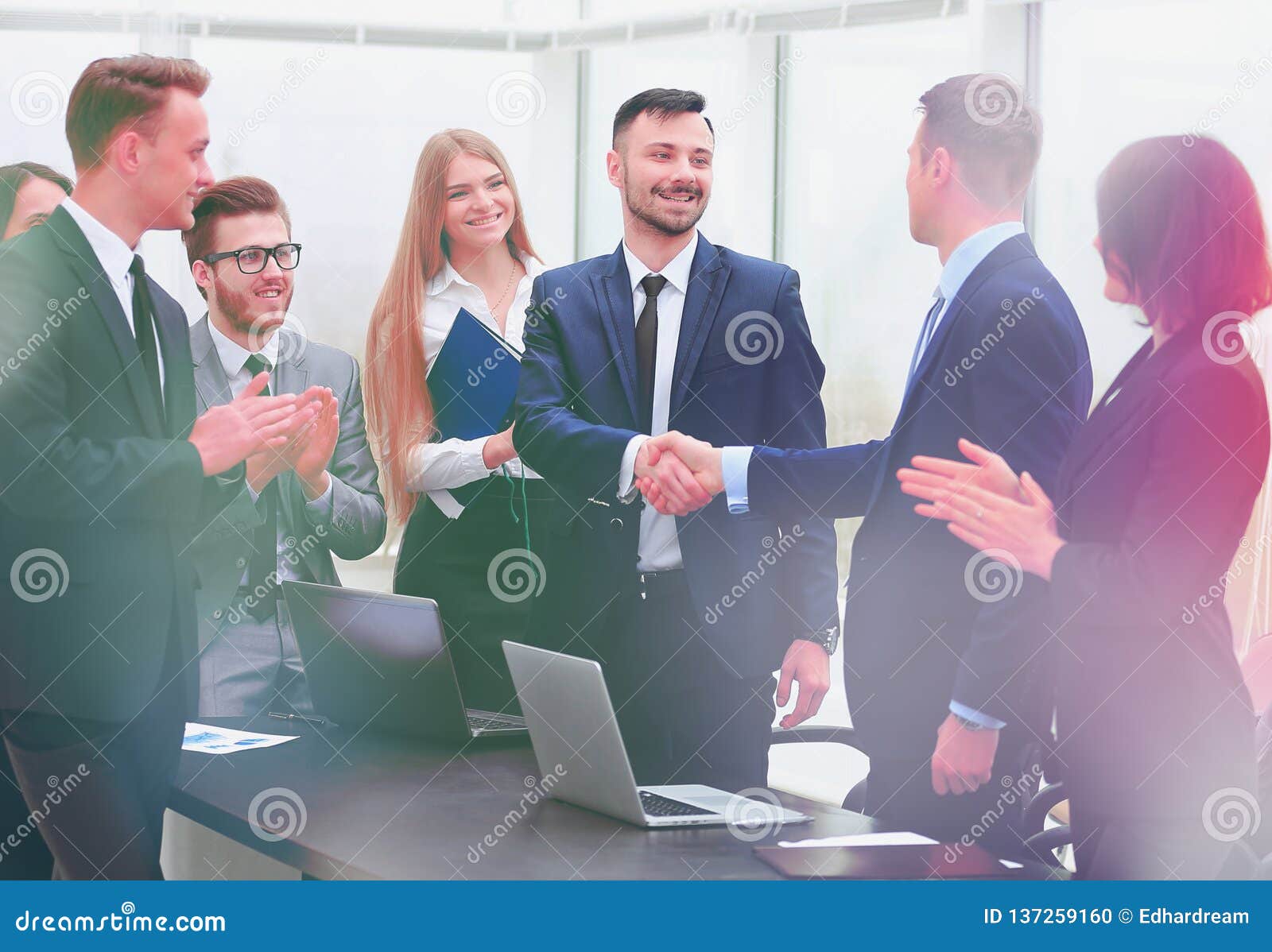 Representatives of the Two Business Teams Greet Each Other Stock Photo ...