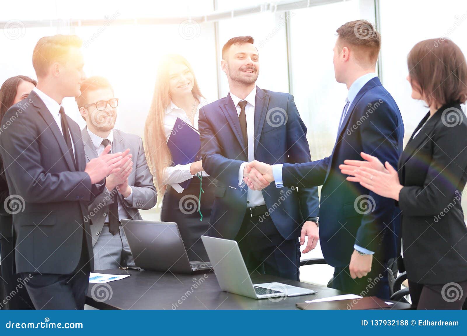 Representatives of the Two Business Teams Greet Each Other Stock Photo ...