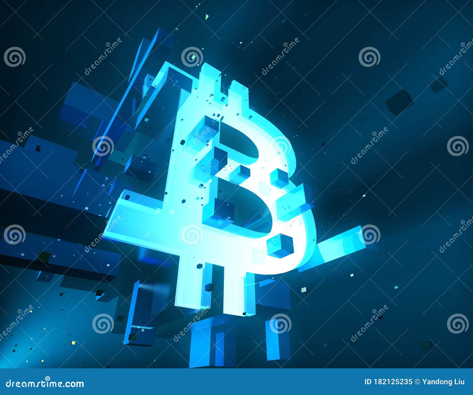 Cube and Bitcoin Currency Symbols, Big Data Technology and Financial ...