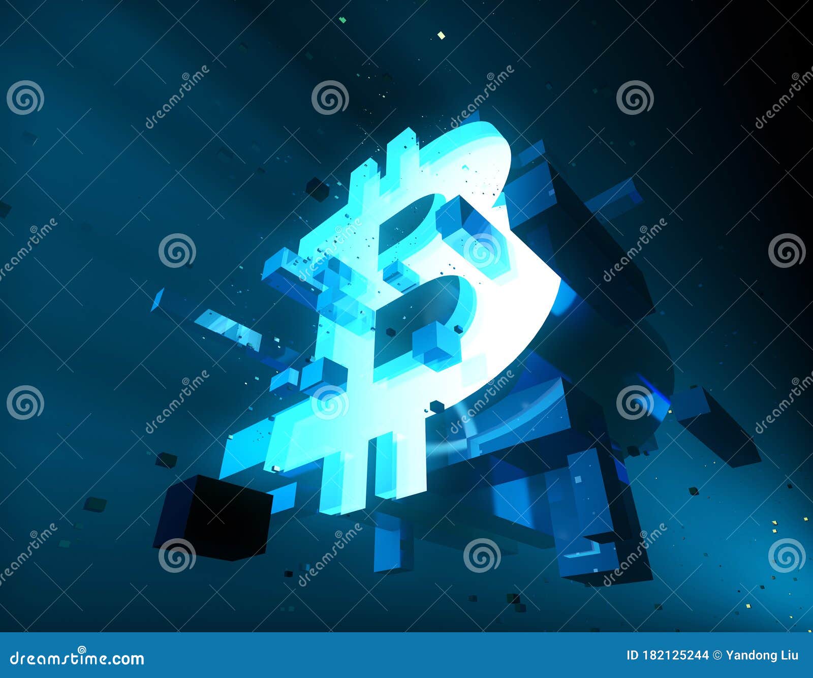 Cube and Bitcoin Currency Symbols, Big Data Technology and Financial ...