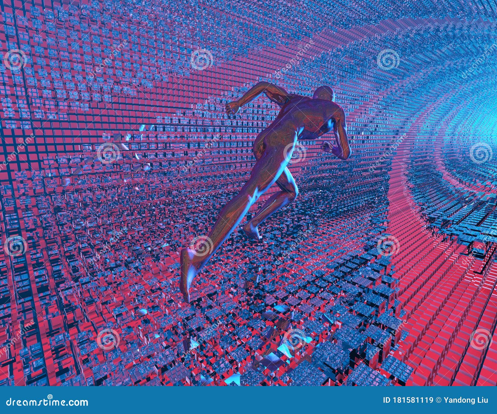 Technology Human Running and Internet Data Transmission, Big Data ...