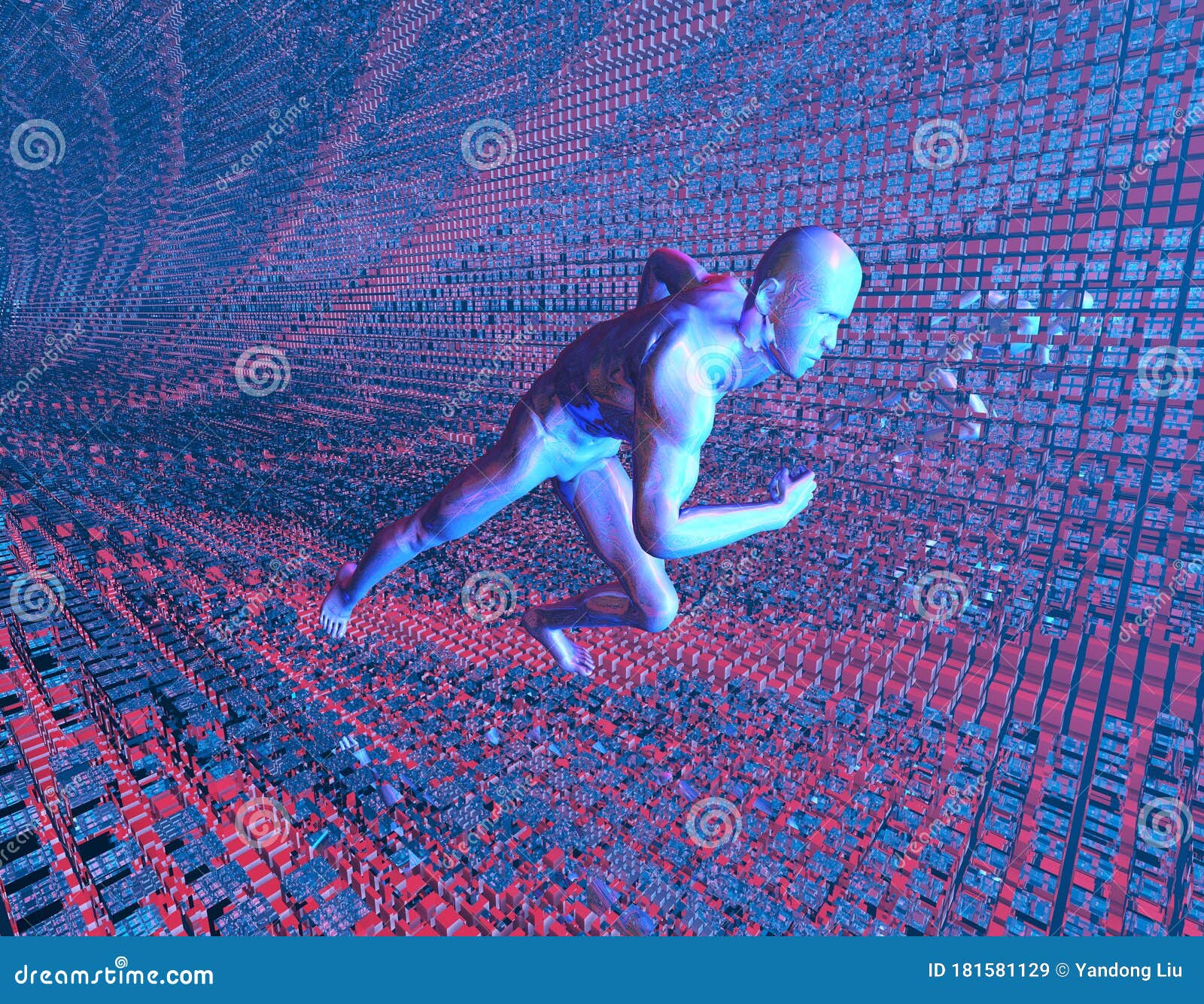 Technology Human Running and Internet Data Transmission, Big Data ...