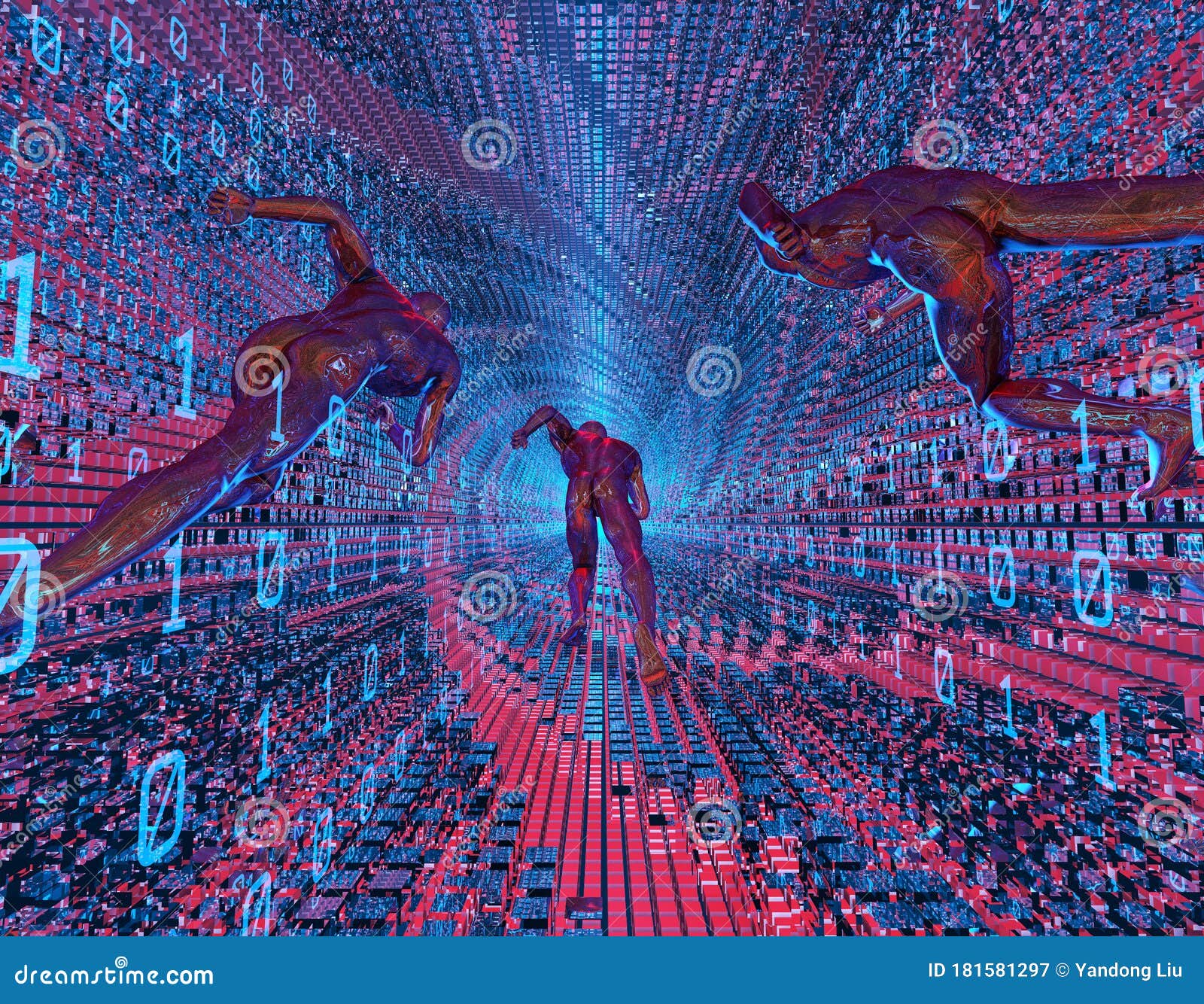 Technology Human Running and Internet Data Transmission, Big Data ...