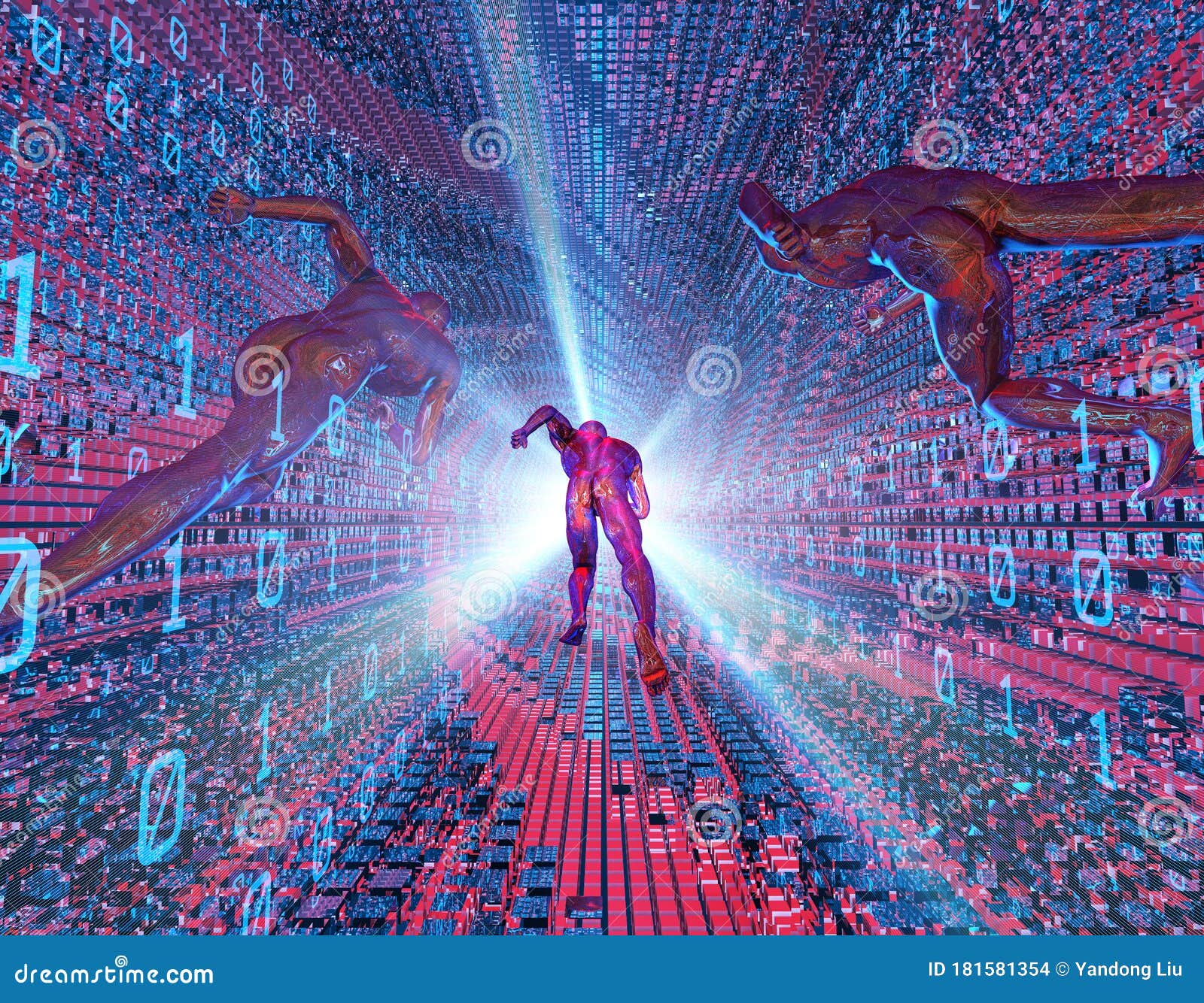 Technology Human Running and Internet Data Transmission, Big Data ...