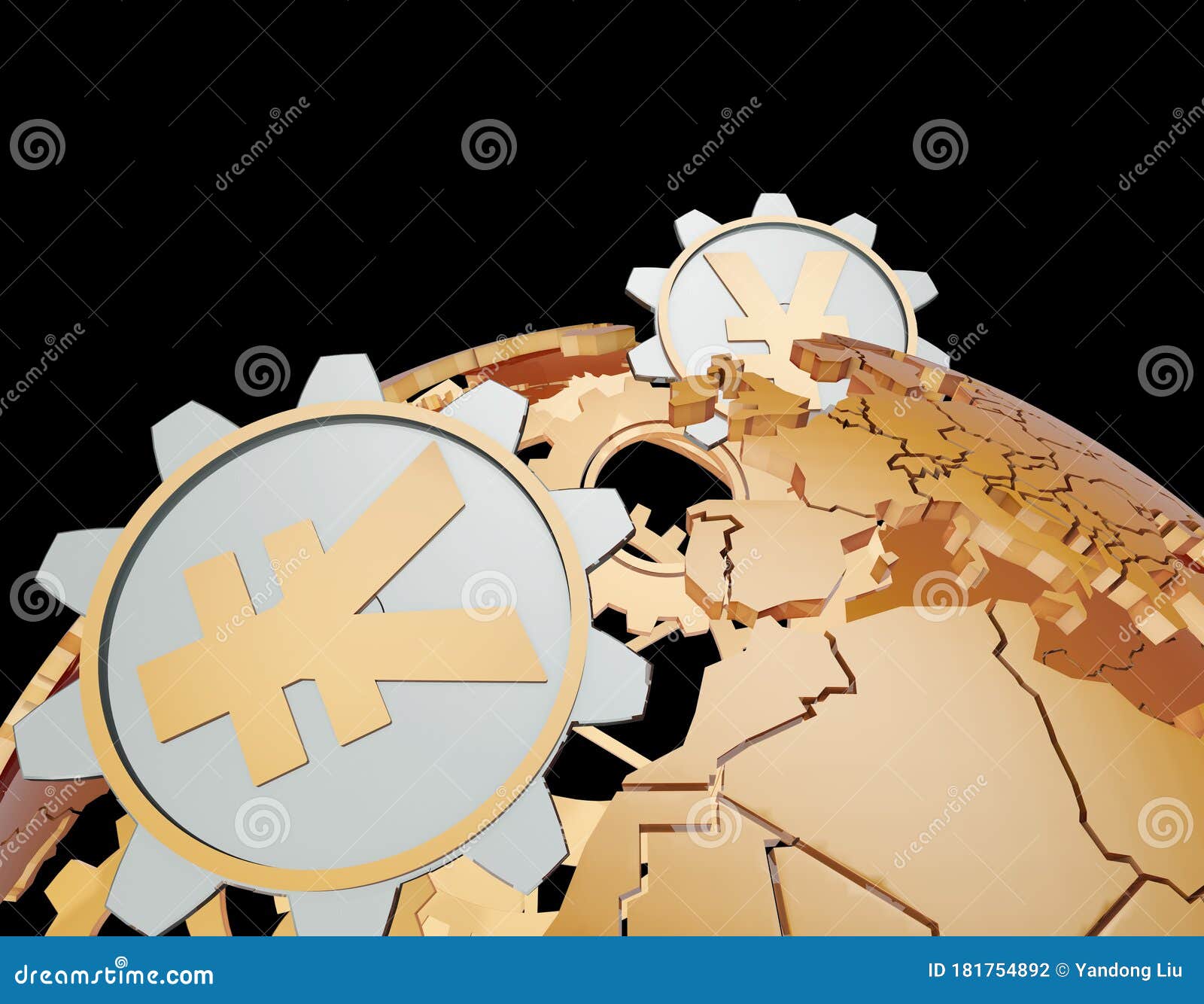 Science and Technology Earth and Gear, RMB Currency Symbol, Global ...
