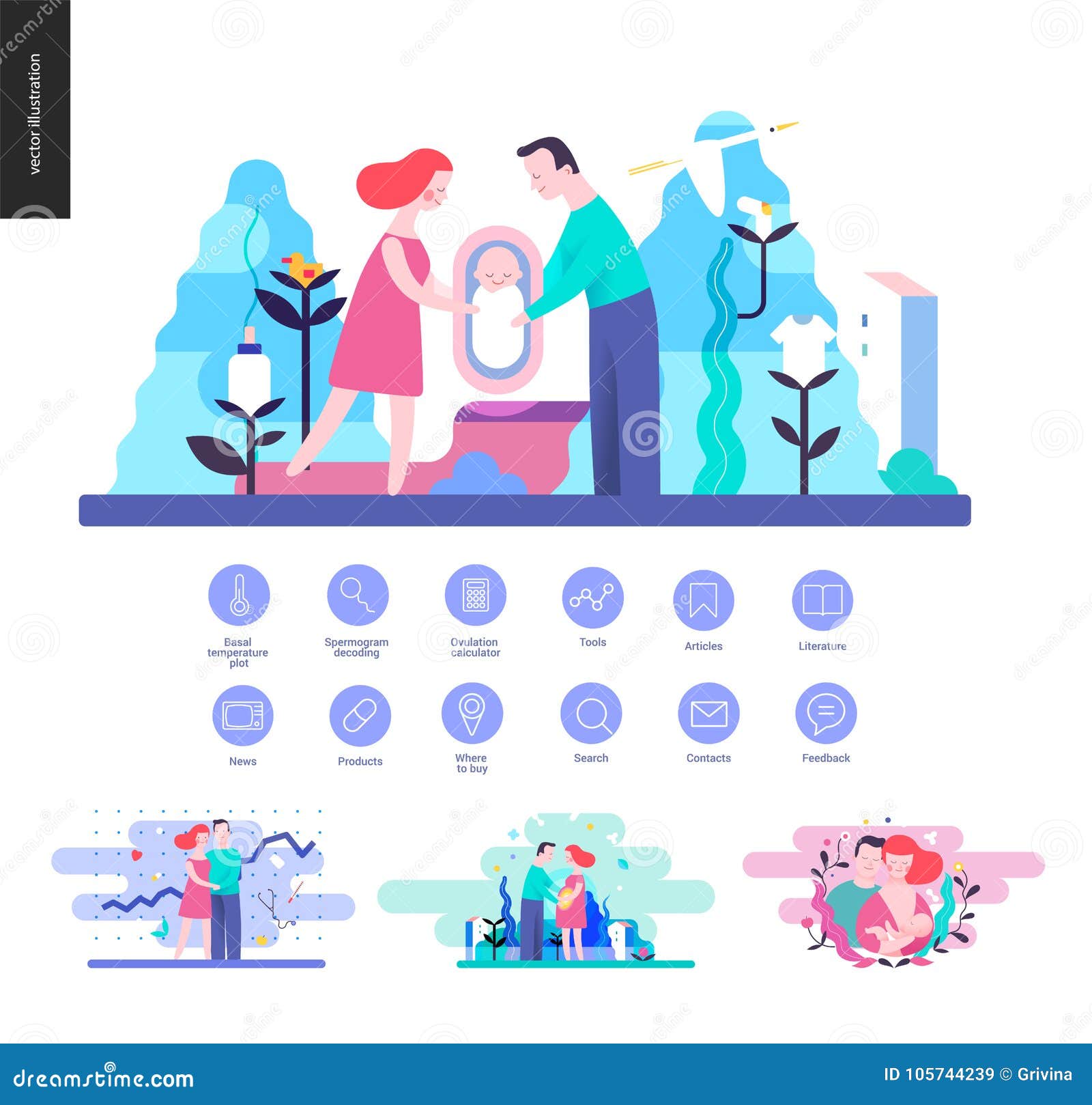 Basal Thermometer And Basal Body Temperature Graph Vector Illustration ...