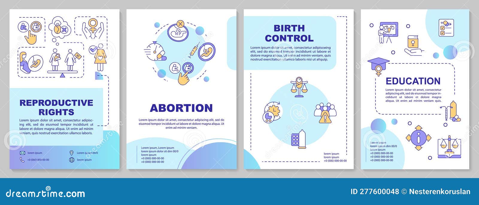 Reproductive Rights Blue Circle Brochure Template Stock Illustration ...