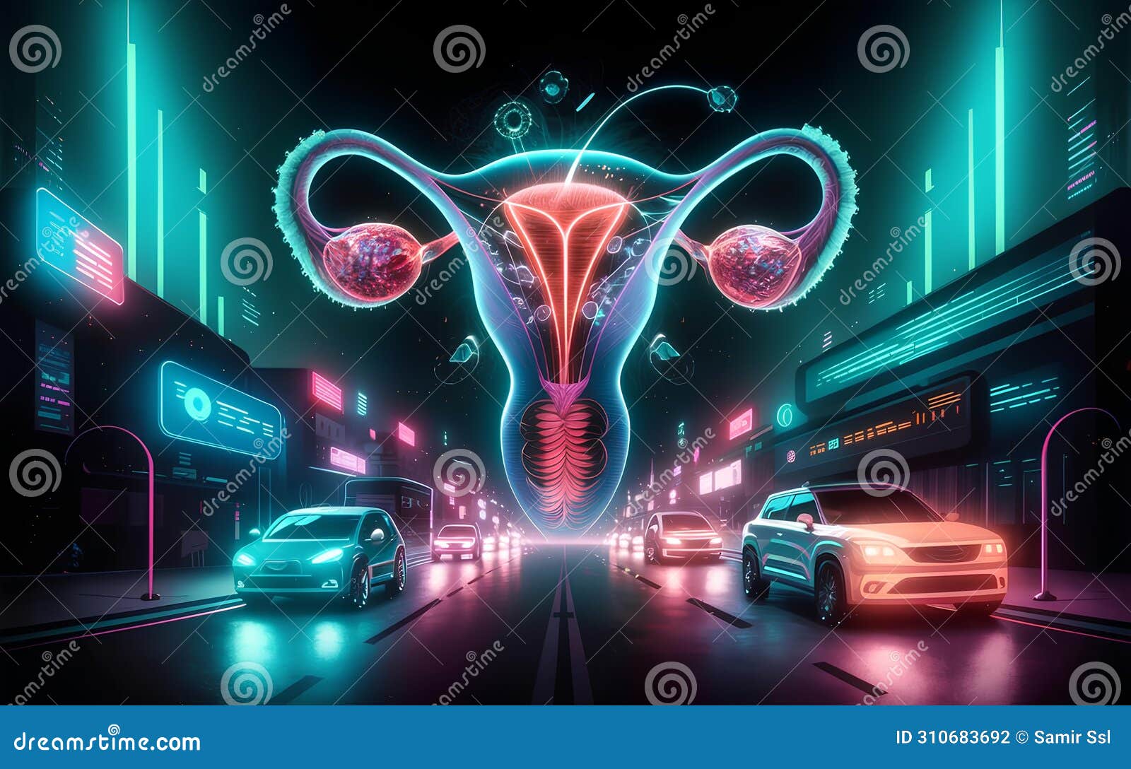 The Reproductive System Set Against a Futuristic Backdrop Stock ...