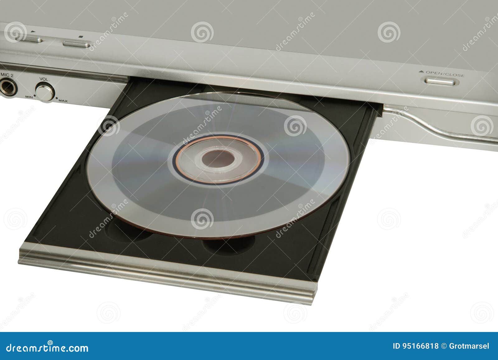 Reproductor De DVD Con El Primer Tomado Disco Insertado En Blanco Foto ...