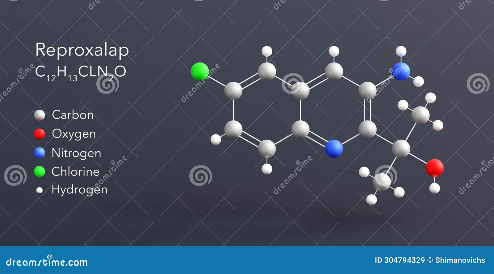 Reproxalap Molecule 3d Rendering Flat Molecular Structure With