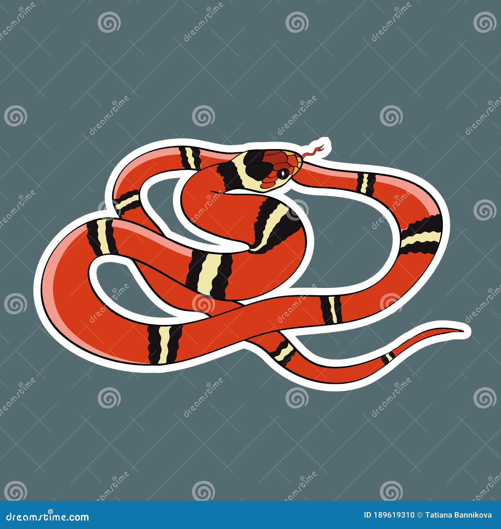 Reptile Cartoon Illustration. Coral Snake Sticker Stock Vector ...