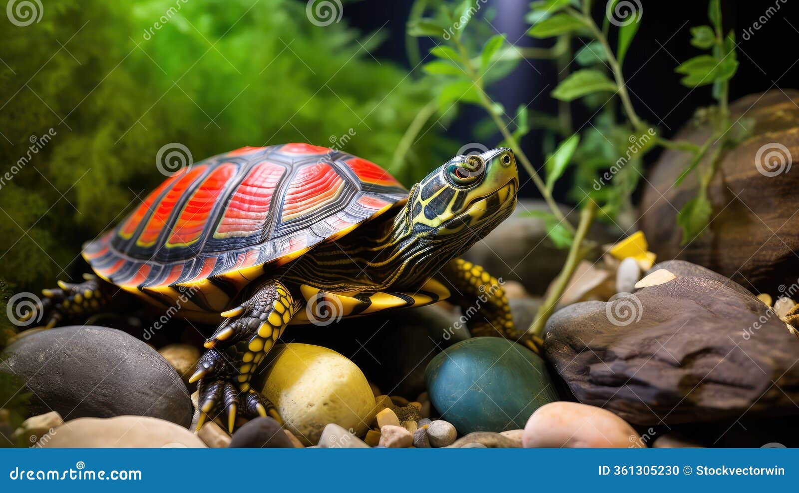 Reptile red eared slider stock illustration. Illustration of turtle ...