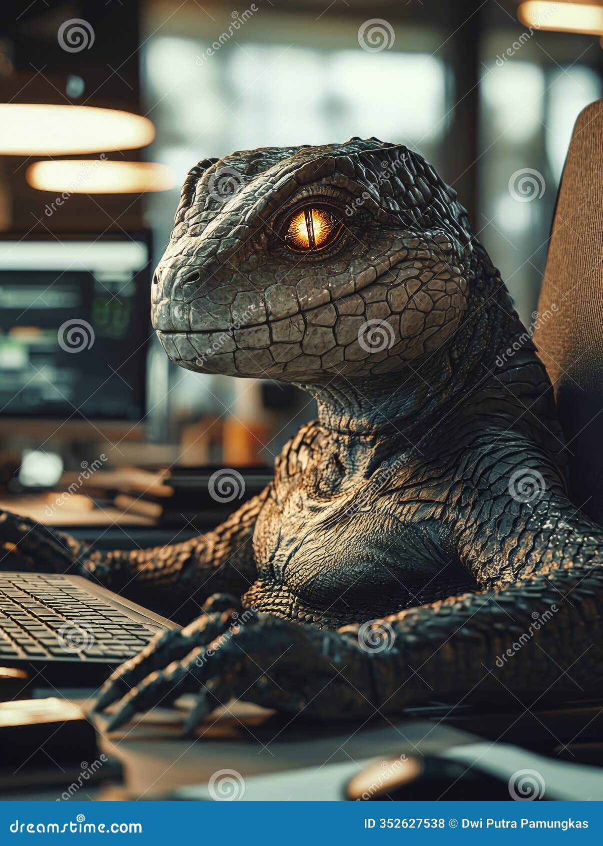 Reptilian Office Worker, a Digital Age Dino Stock Illustration ...