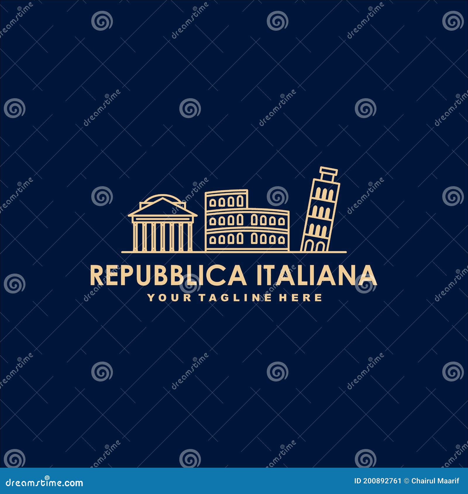 Repubblica Italiana Outline Logo Design Template Stock Illustration ...