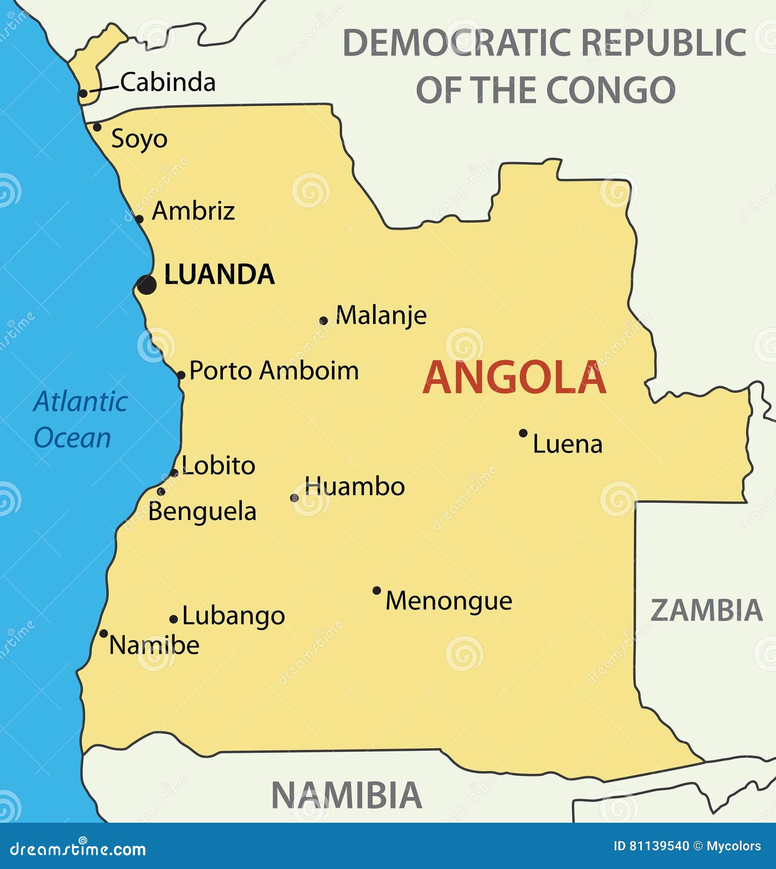 Republic of Angola - mapa ilustração do vetor. Ilustração de capital ...