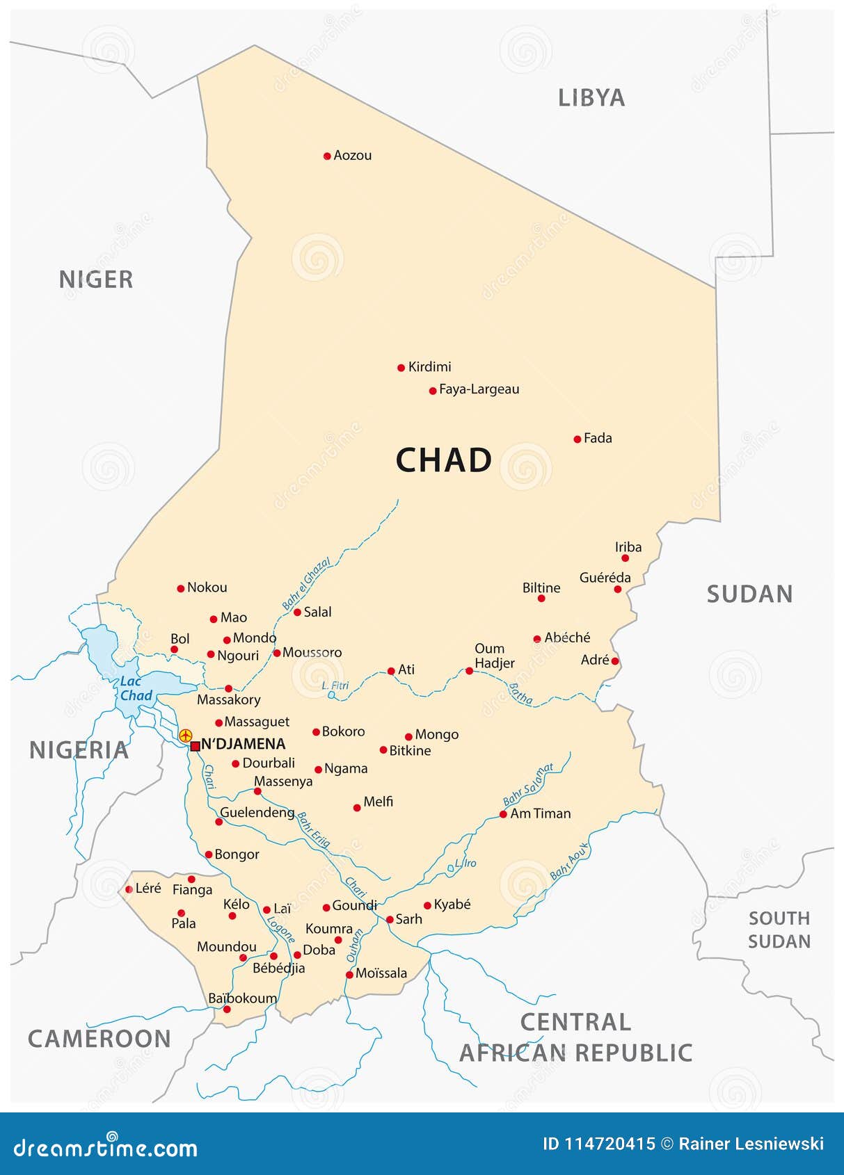 Chad Map. Vector Silhouette Of Chad. Blurred Background | CartoonDealer ...