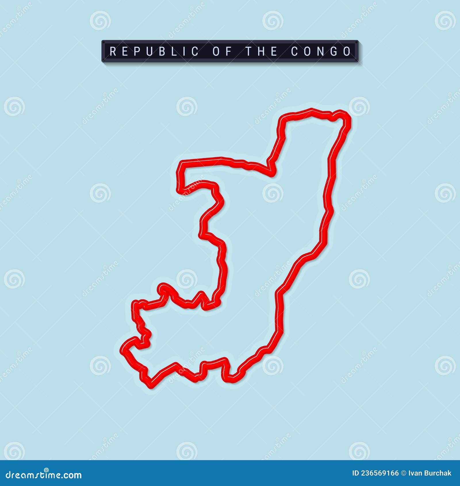 Republic of the Congo Bold Outline Map. Vector Illustration Stock ...