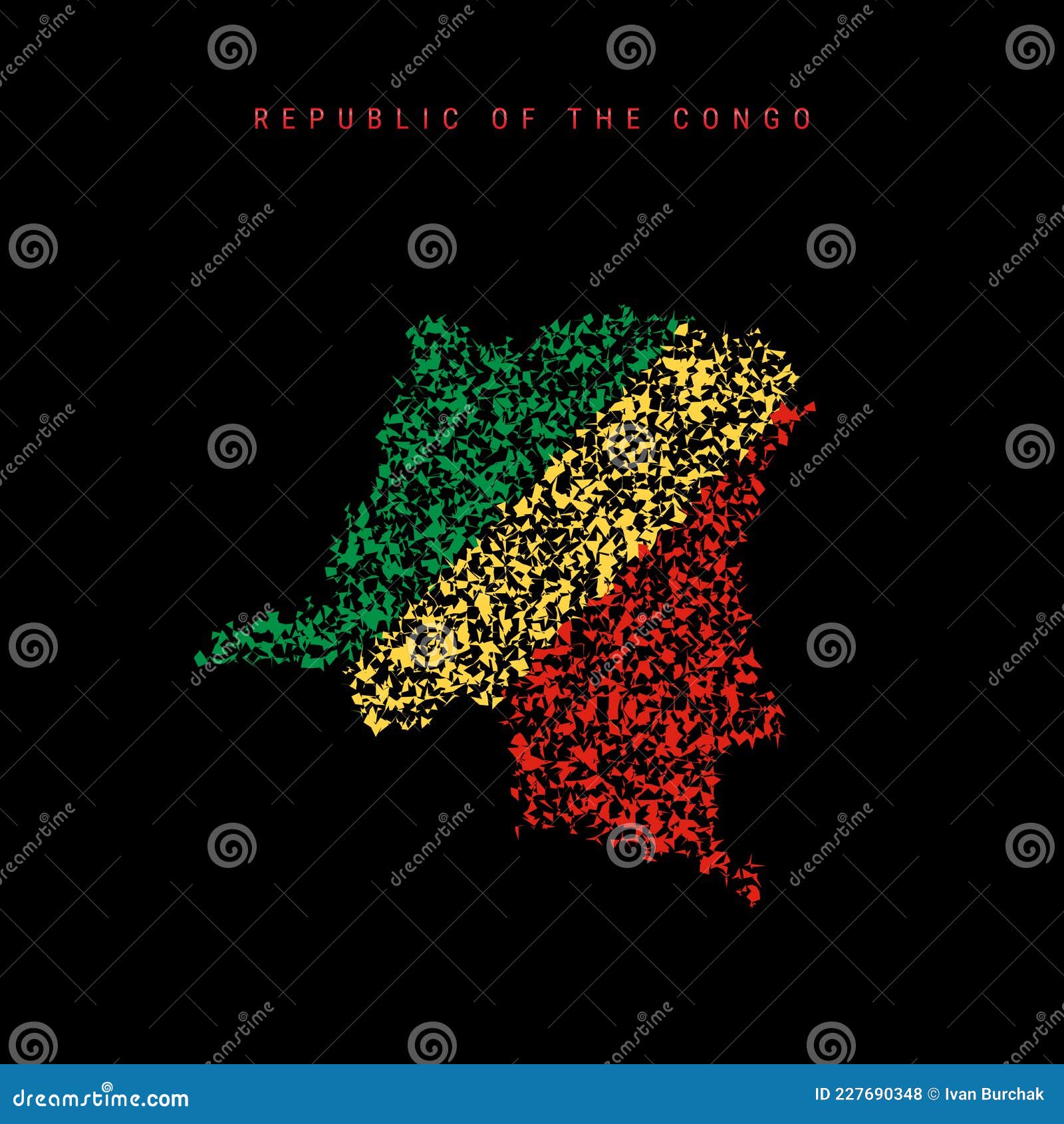 Republic of the Congo Flag Map, Chaotic Particles Pattern in the ...